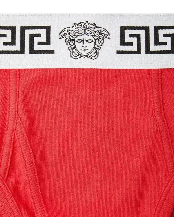 Versace Apos;s Medusa La Greca Cotton-rib Briefs - Bright Red