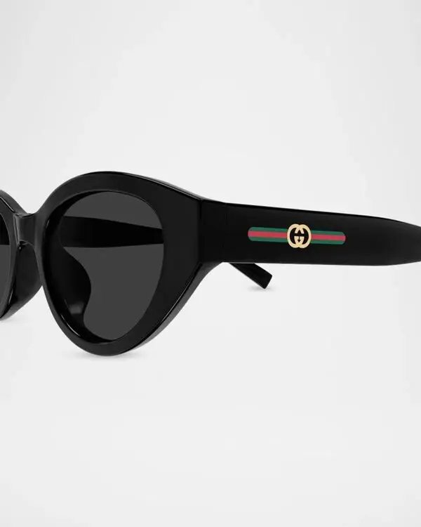 Gucci 52mm Acetate Oval Sunglasses - Black