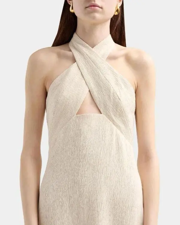 Johanna Ortiz Celeste Crinkle Ankle Dress - Ecru