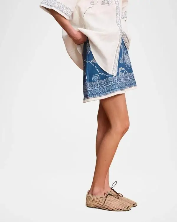 ALEMAIS Lucky Printed Linen Mini Skirt