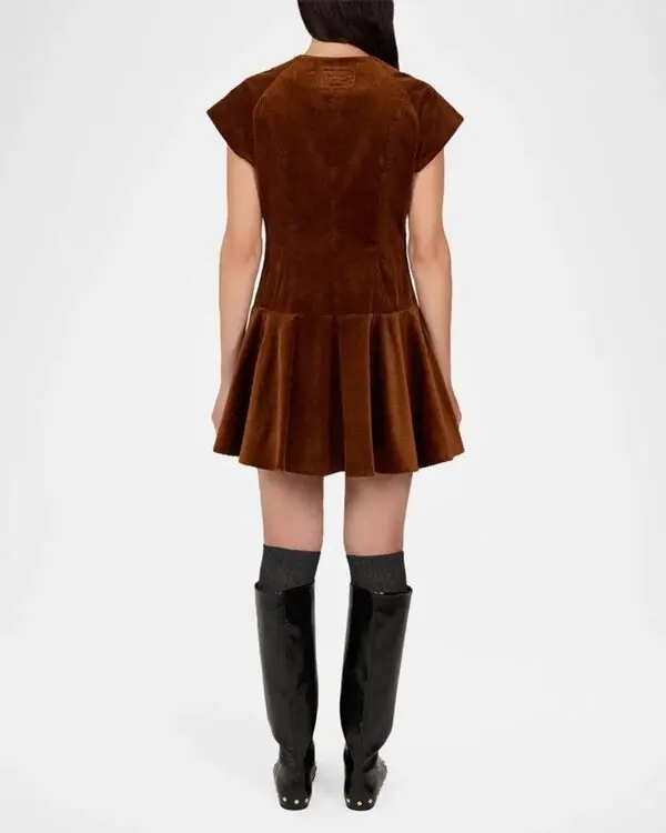 GANNI Corduroy Button-front Mini Dress