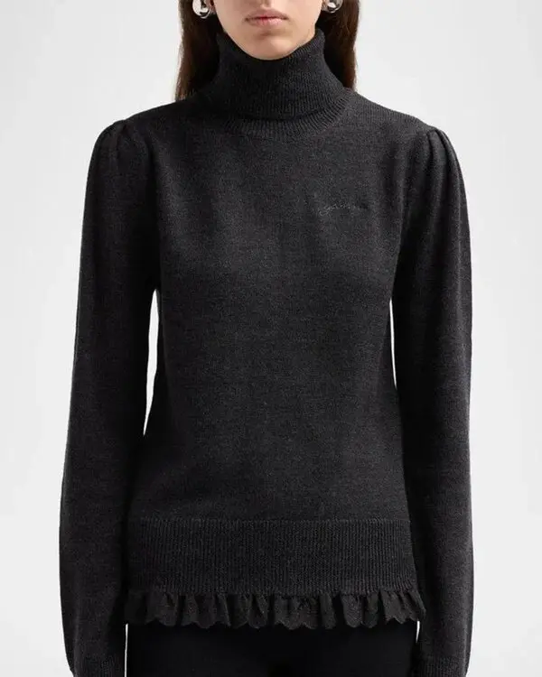 GANNI Merino Wool Turtleneck Sweater - Phantom