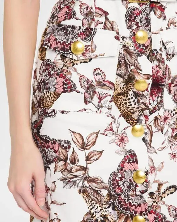 L & APOS;AGENCE Ida Button-front Midi Dress - White Multi