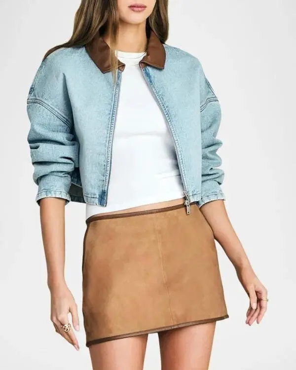SEROYA Coop Cropped Denim Jacket