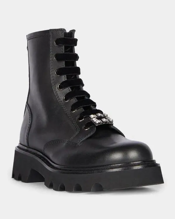 ROGER VIVIER Viv Rangers Truck Charms 20mm Leather Booties - Nero