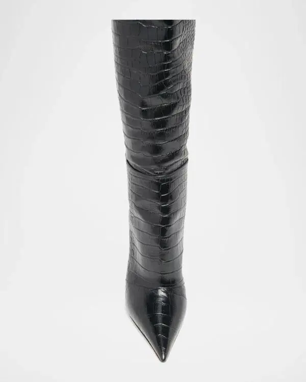 TOM FORD Vertigo 105mm Croc-embossed Leather Boots - Black.