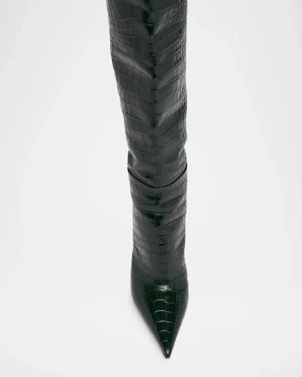 TOM FORD Vertigo 105mm Croc-embossed Leather Boots - Dark Pine.