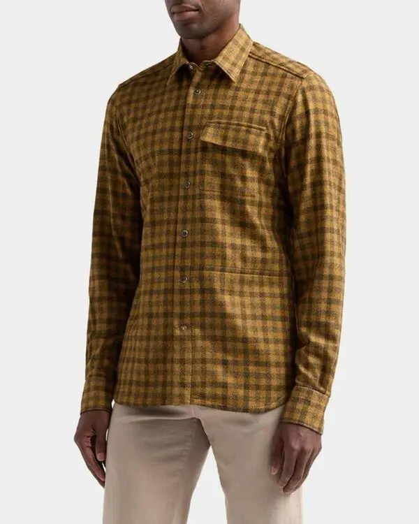 KITON Apos;s Buba Plaid Cashmere Snap-front Shirt