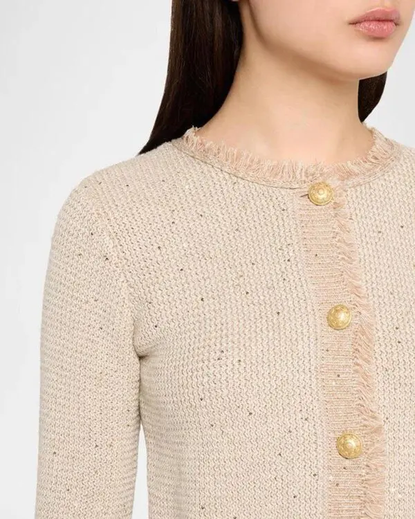 Kobi Halperin Kailey Fringe-trim Sequin Knit Sweater - Natural