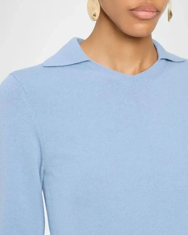 Vince Rib-knit Merino Wool-cashmere Blend Polo Sweater - Delphite