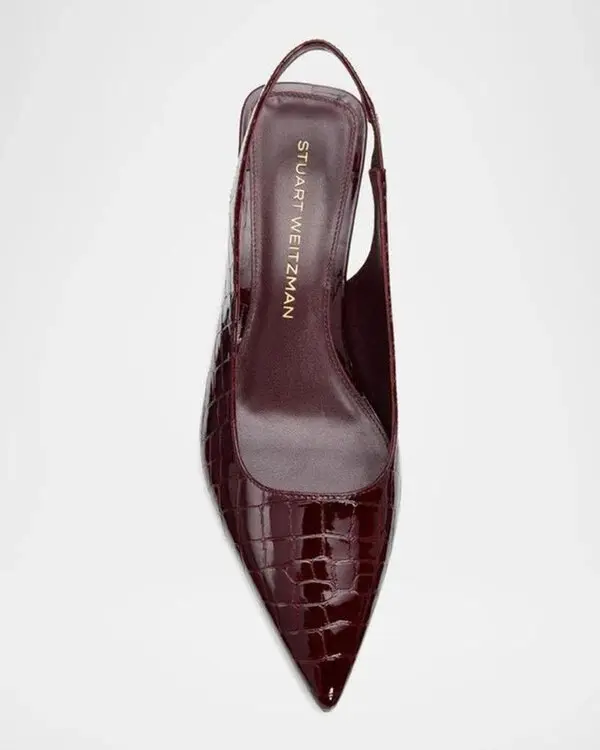 STUART WEITZMAN Vinnie 50mm Croc-embossed Leather Slingback Sandals