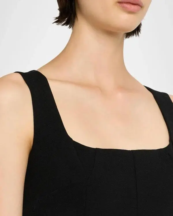 Dolce & Gabbana Sleeveless Slim Wool Crepe Mini Dress - Nero