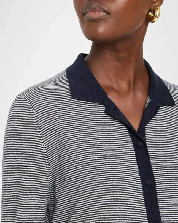 Majestic Filatures Button-down Striped Cashmere Shirt - Marine