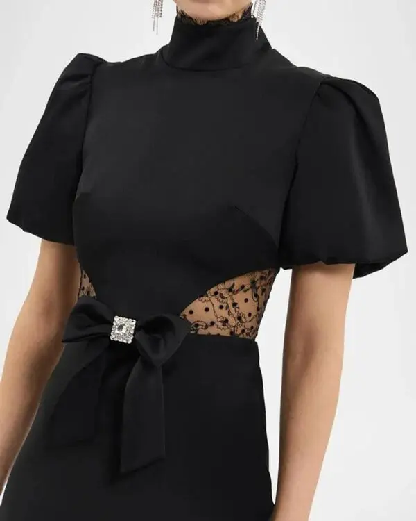 Rebecca Vallance Noire Lace Column Gown