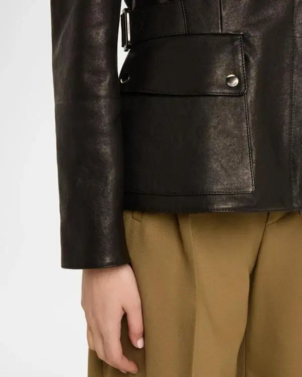 Burberry Leyton Lamb Leather Trench Jacket - Black