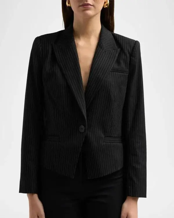 L & APOS;AGENCE Misa Cropped Pinstripe Blazer