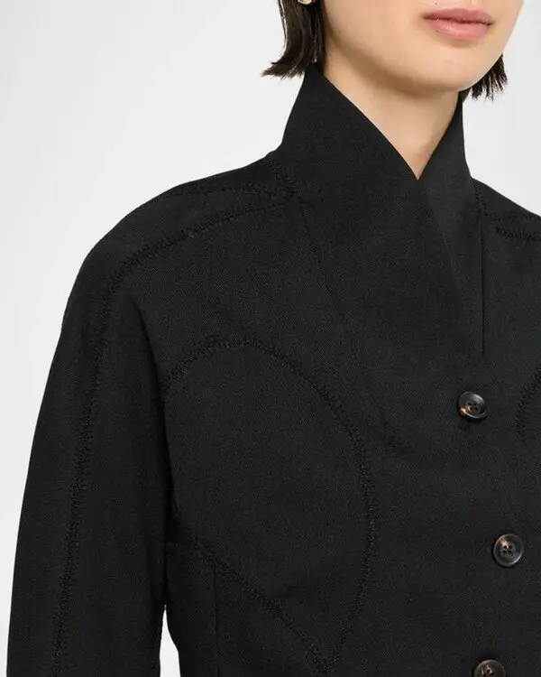 DIOTIMA Idolo Stitched Wool Gabardine Blazer Jacket - Black