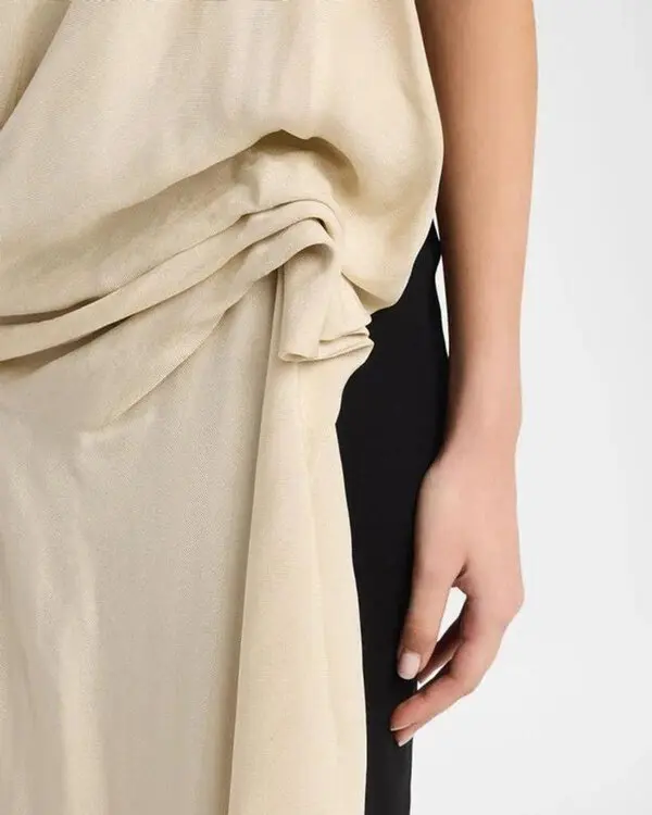 DIOTIMA Aleatorio Asymmetric Draped High-low Dress - Ecru