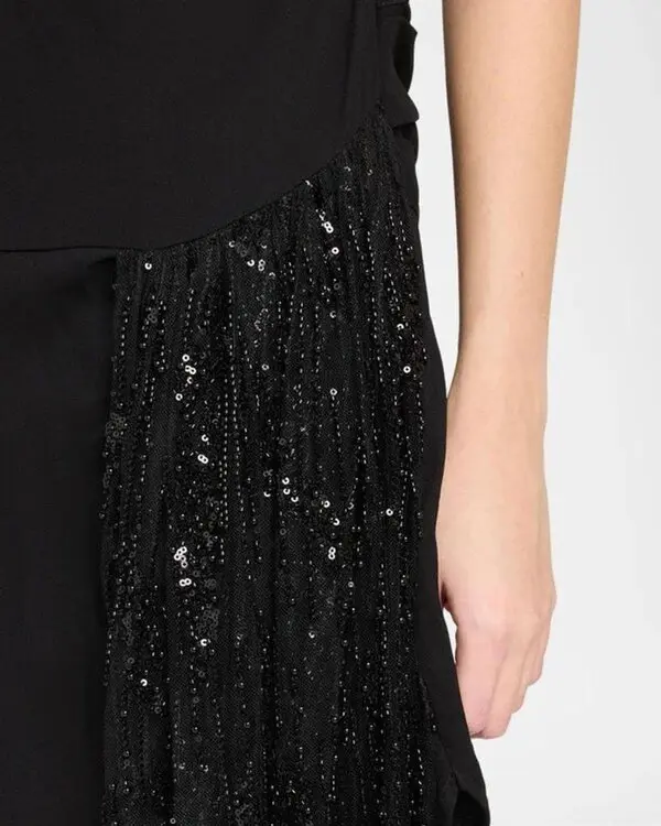 Staud Effie Embellished Asymmetric High-neck Dress