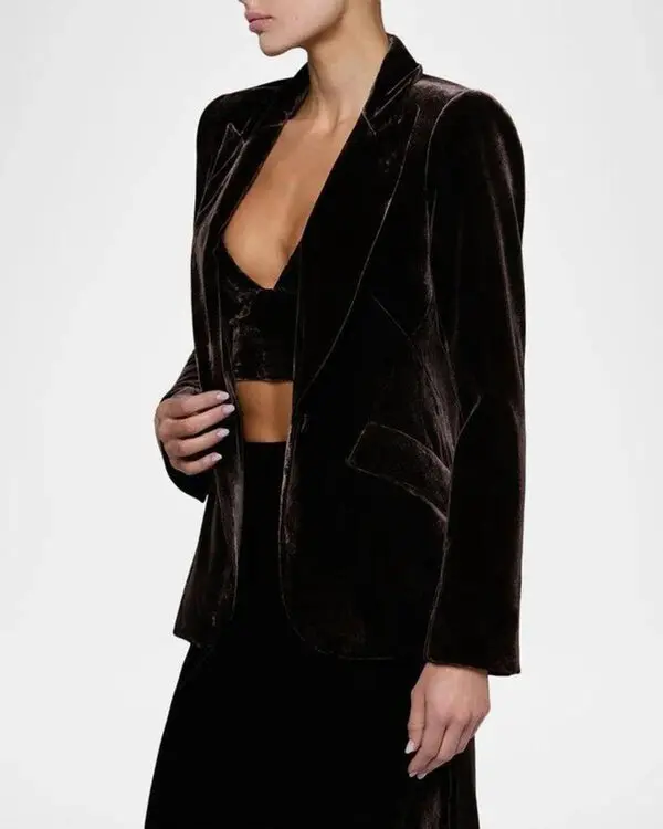 L & APOS;AGENCE Chamberlain Velvet Blazer
