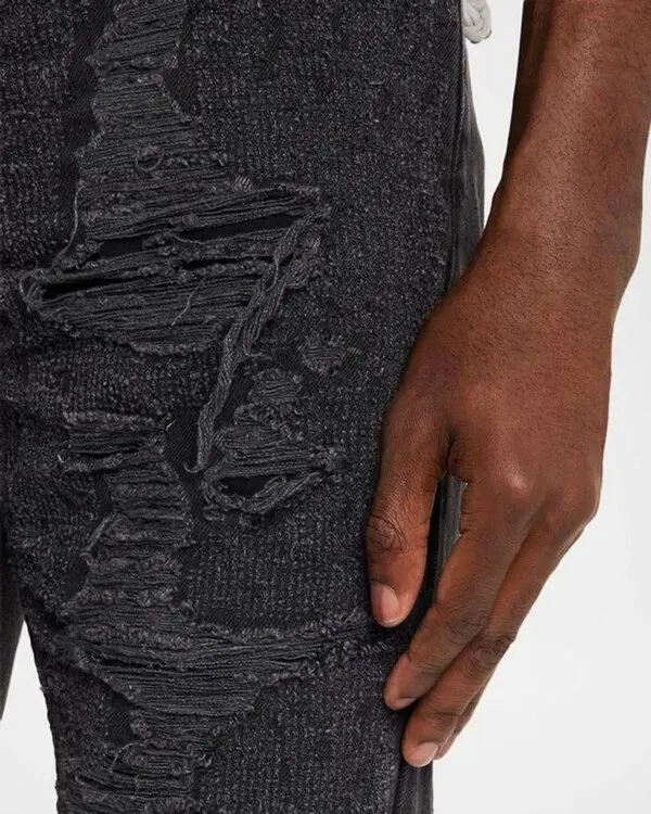 Ksubi Apos;s Bronko Asher Trashed Distressed Bootcut Jeans - Charcoal