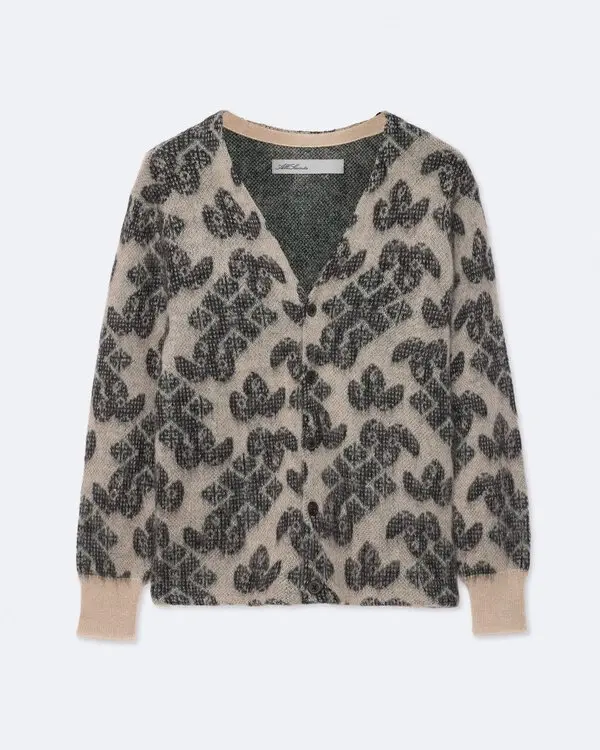 ALLSAINTS Galactic Jacquard-knit Alpaca-blend Cardigan - Grey/black