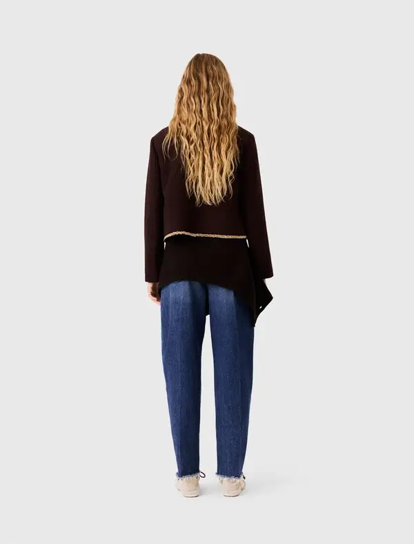 Maje Tweed Jacket With Chain Trim