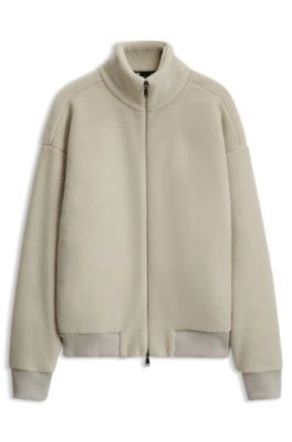 BOSS Logo-embroidered Zip-up Sweatshirt In Teddy Fleece