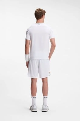 BOSS Active Slim-fit T-shirt With Signature-stripe Collar