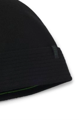 BOSS Knit Beanie In Temperature-regulating Stretch Fabric