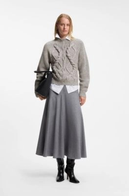 BOSS Cable-knit Sweater In Mouliné Virgin Wool