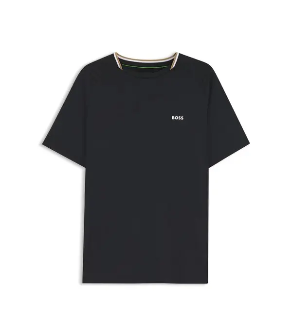 BOSS Active Slim-fit T-shirt With Signature-stripe Collar