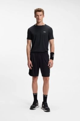 BOSS Active Slim-fit T-shirt With Signature-stripe Collar