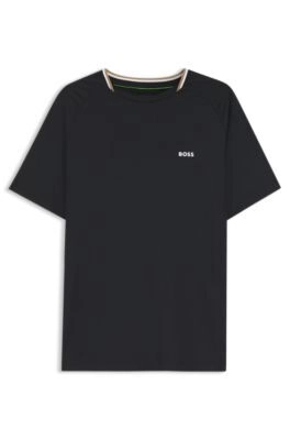 BOSS Active Slim-fit T-shirt With Signature-stripe Collar