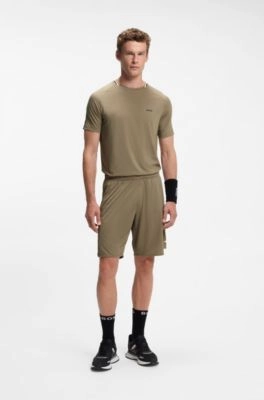 BOSS Active Slim-fit T-shirt With Signature-stripe Collar