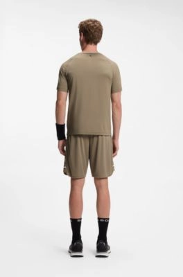 BOSS Active Slim-fit T-shirt With Signature-stripe Collar