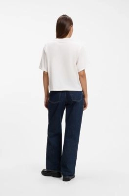 Hugo Cotton-jersey T-shirt With Oversized Logo Embroidery