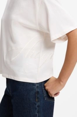 Hugo Cotton-jersey T-shirt With Oversized Logo Embroidery
