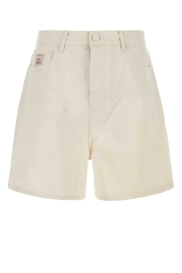 AMI PARIS Ami Ivory Denim Bermuda Shorts