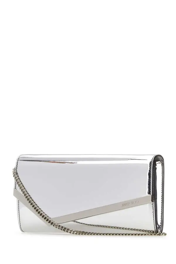 JIMMY CHOO Synthetic Leather Emmie Clutch - Silver