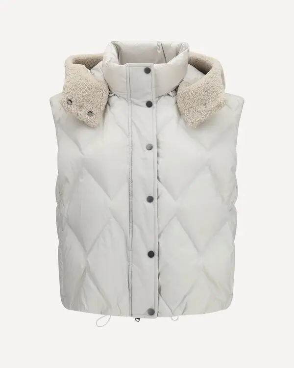 Brunello Cucinelli Padded Vest With Shearling Hood