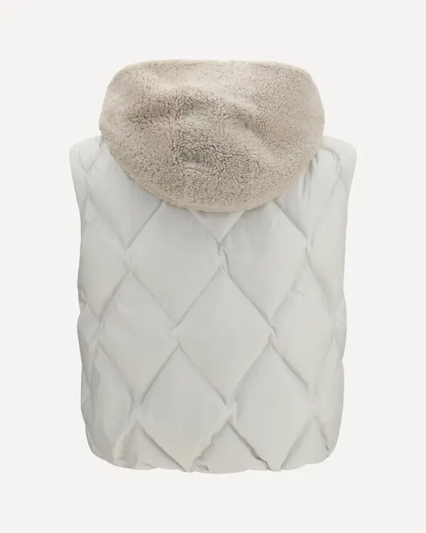 Brunello Cucinelli Padded Vest With Shearling Hood