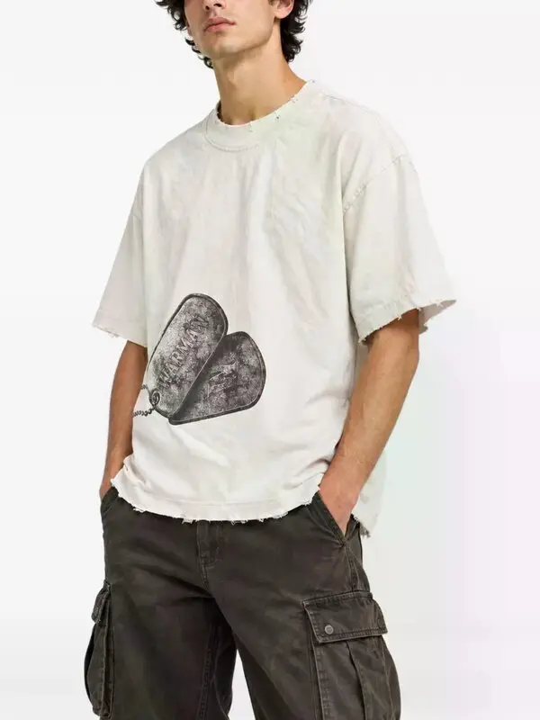 WARMAN Graphic-print Distressed T-shirt