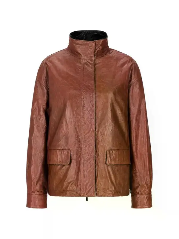 LA ROSE Crinkled-finish Leather Jacket