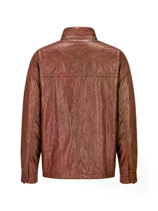 LA ROSE Crinkled-finish Leather Jacket