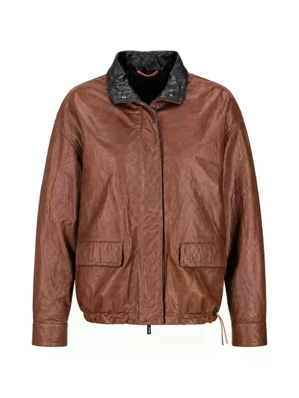 LA ROSE Crinkled-finish Leather Jacket