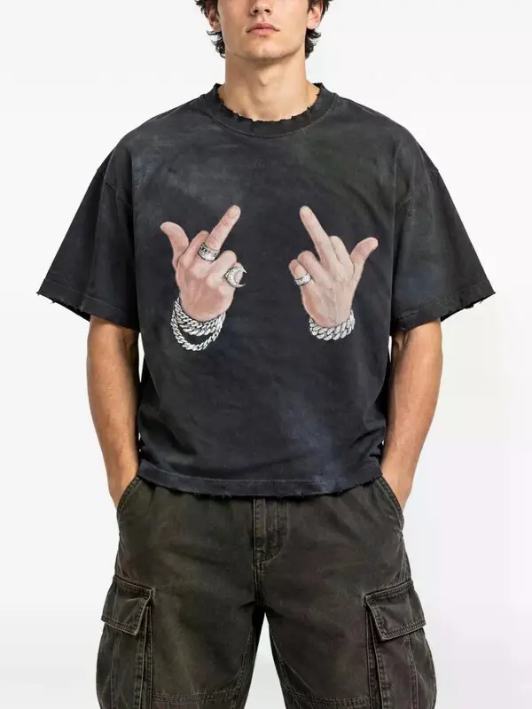 WARMAN Graphic-print Distressed T-shirt