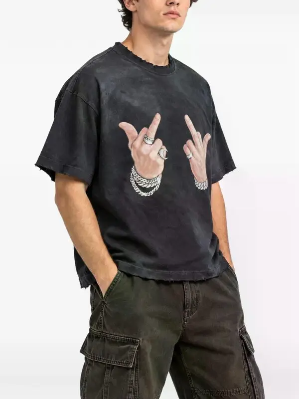 WARMAN Graphic-print Distressed T-shirt