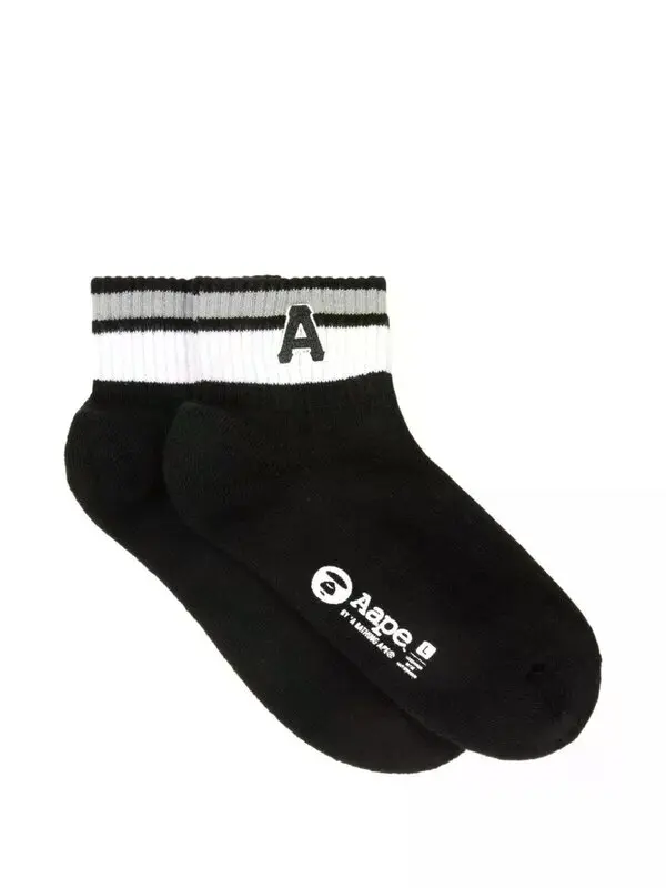AAPE BY *A BATHING APE Striped-detail A-embroidered Ankle Socks
