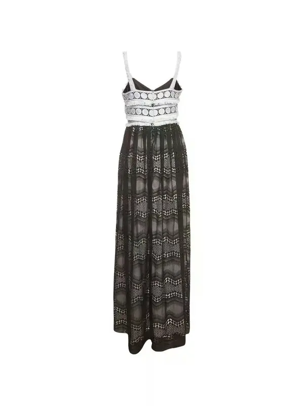 Badgley Mischka Embroidered Chevron Maxi Dress - Black